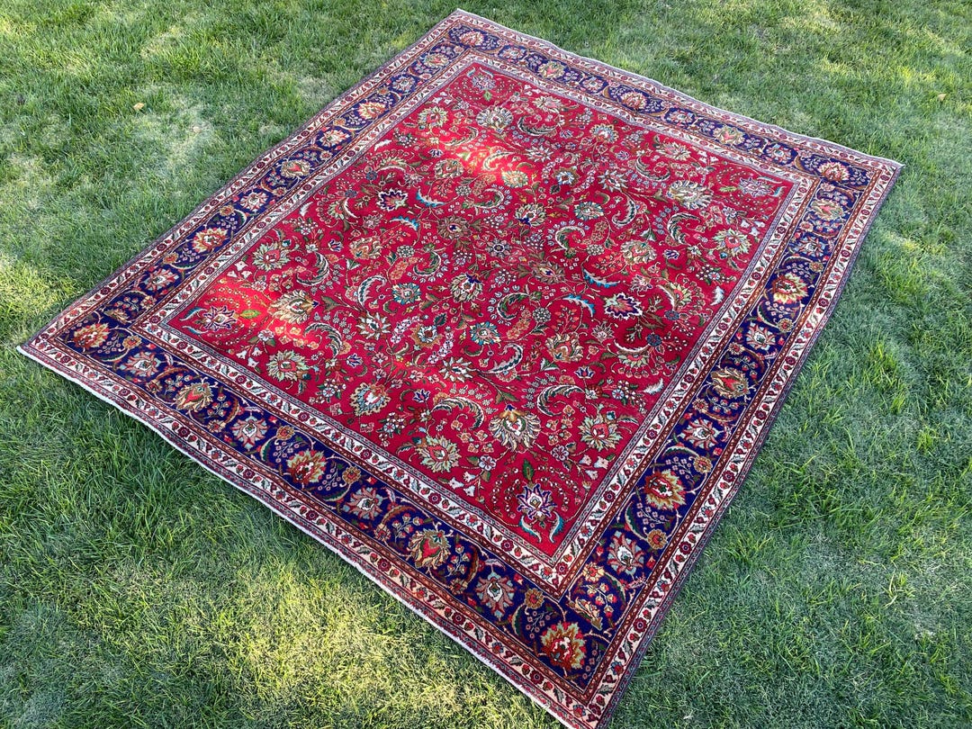 10x11 Vintage Persian Floral Rug Large Antique Living Room Decor Rug ...