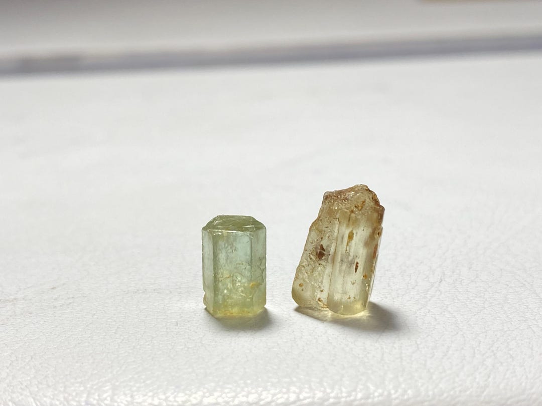 Natural Green Beryl Crystals: Rough Gemstone Pair From Madagascar - Etsy