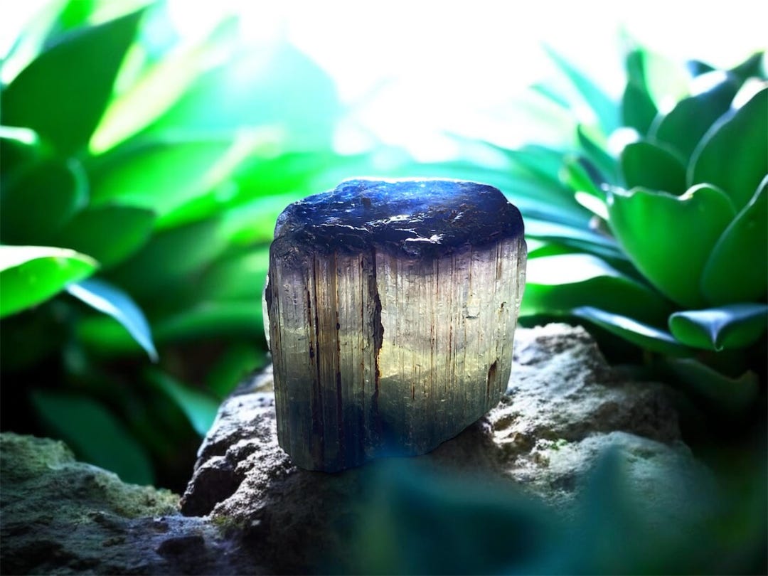 Dark Tri-color Tourmaline Specimen: Raw African Healing Crystal (18.7 ...