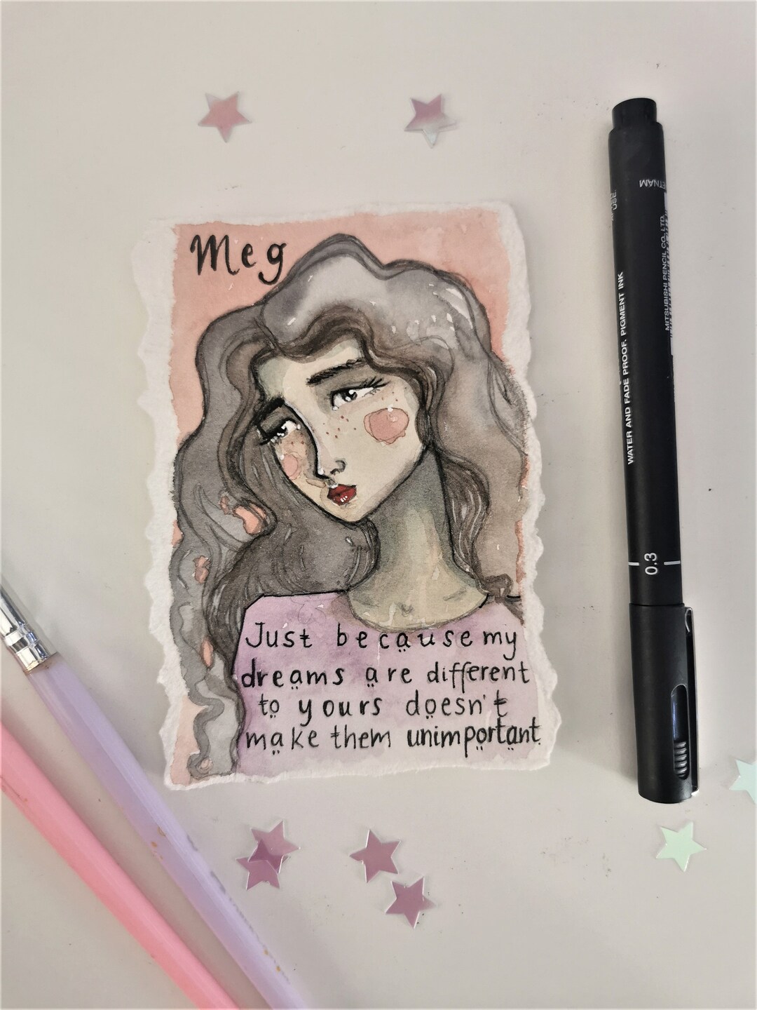 Meg Little Women Original Watercolour /mixed Media 8cms X 11.5cms - Etsy