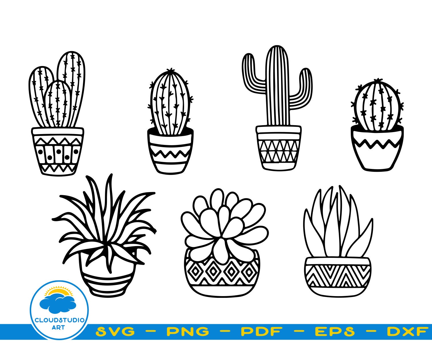 Cactus Svg, Succulent Svg, Cactus Clipart, Succulent Clip Art,plants ...