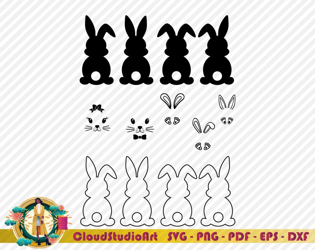 Easter Bunny Shape Svg,rabbit Dxf,bunny Shape Svg,outline Bunny Svg ...