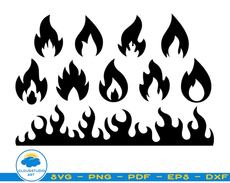 Fire SVG, Flames SVG, Fire Cricut, Fire Dxf, Flames Cutting File for ...