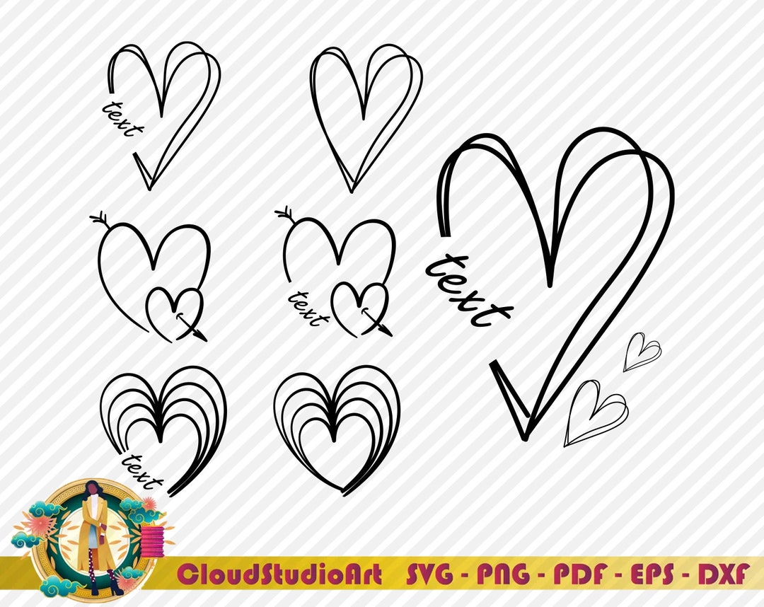 Doodle Heart Svg Bundle,heart Svg Bundle,sketch,hand Drawn Heart Svg ...