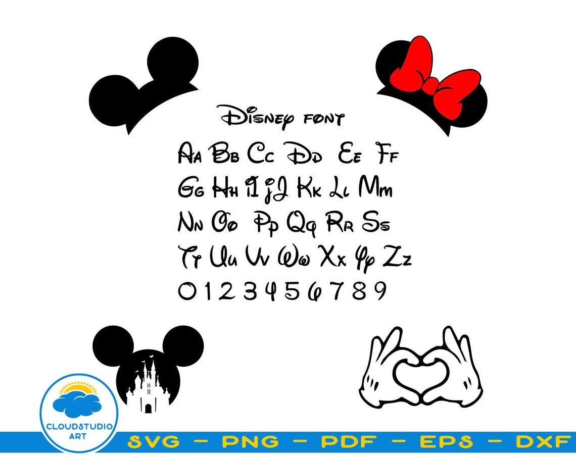 Disney Font Svg Mickey en Minnie Mickey Mouse SVG Minnie | Etsy