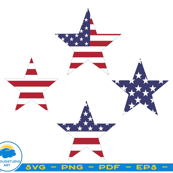 Us Flag Star Svg - Etsy
