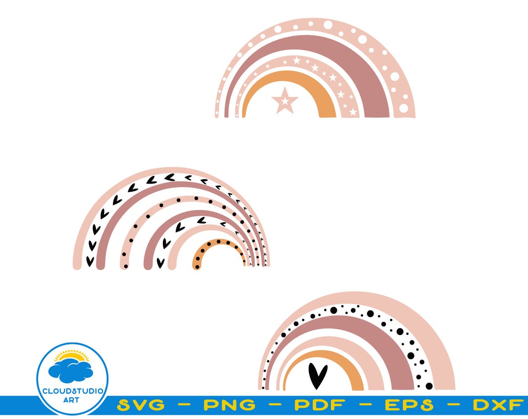 Rainbow Svg,hand Drawn Rainbow Svg,pastel Rainbow Svg,rainbow Cricut ...