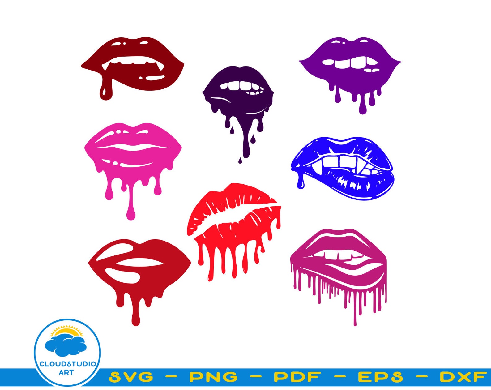 Lips SVG Lips Bundle Svg Kiss Bleeding Lips Biting Lips - Etsy