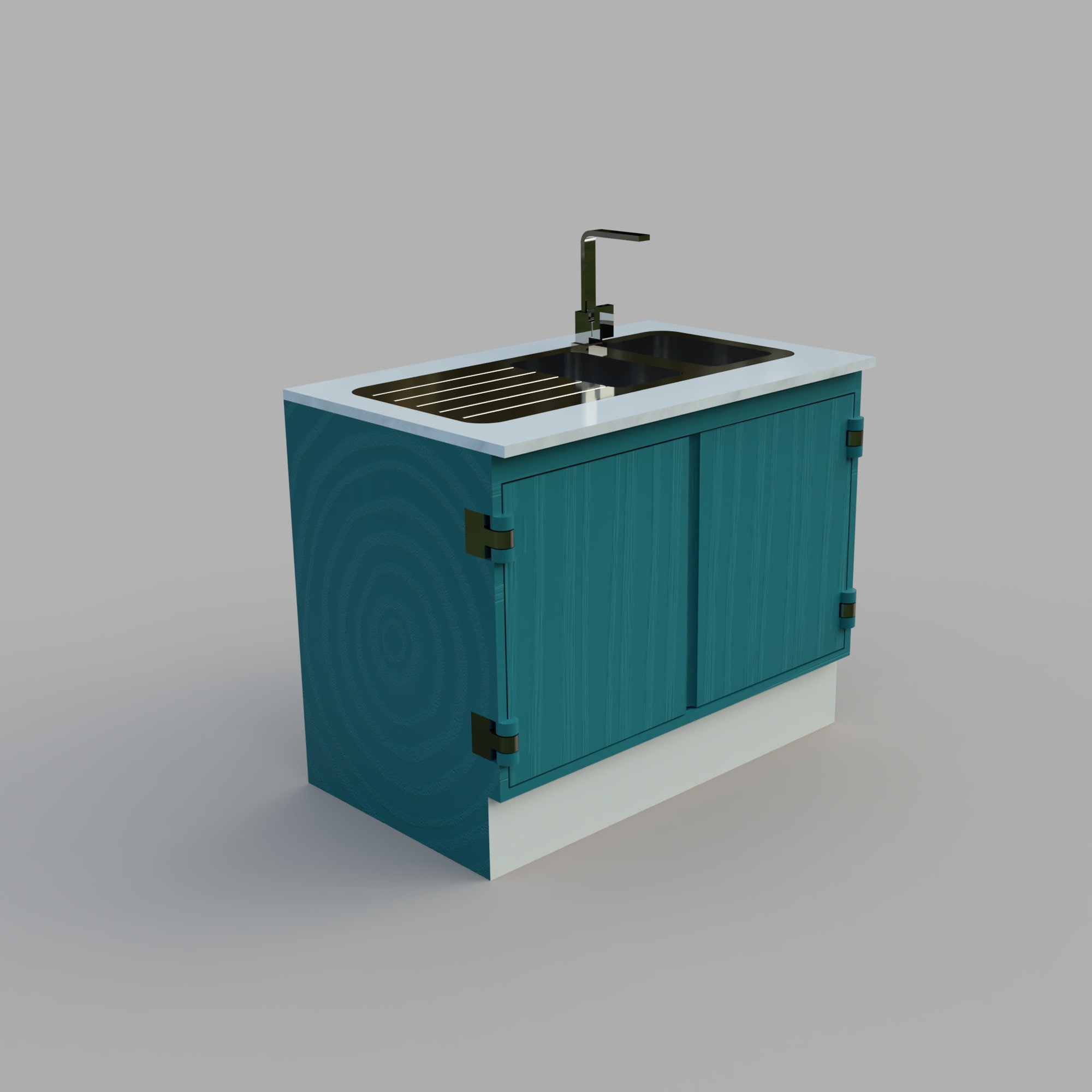 Modern Kitchen Cupboards, Wash Basin, Drawers, SMEG Kettle 1:6 Scale ...