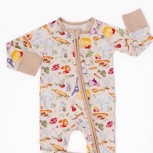 Bamboo Baby Pajamas, TINY CHEF, Ratatouille Baby Sleepers, French Rat ...