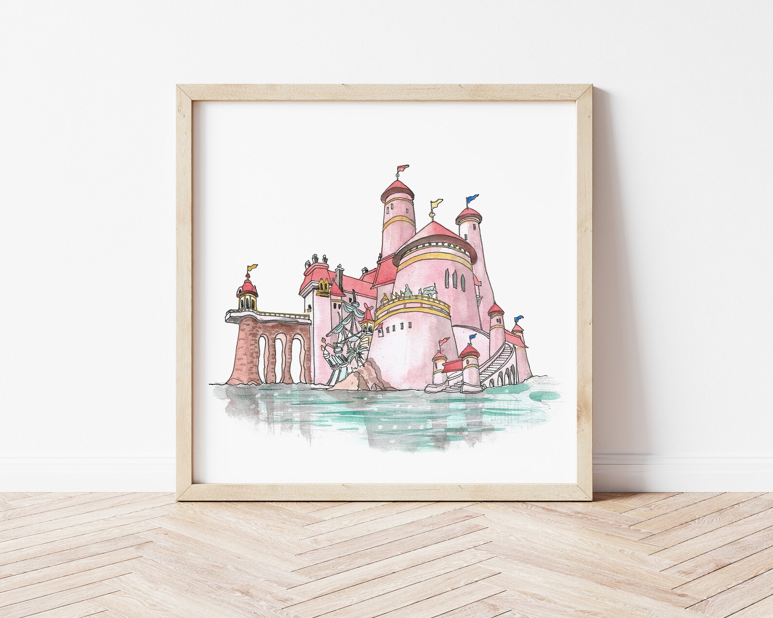 Little Mermaid CASTLE Art, ARIEL Castle Art, Girls Room Decor, Princess ...