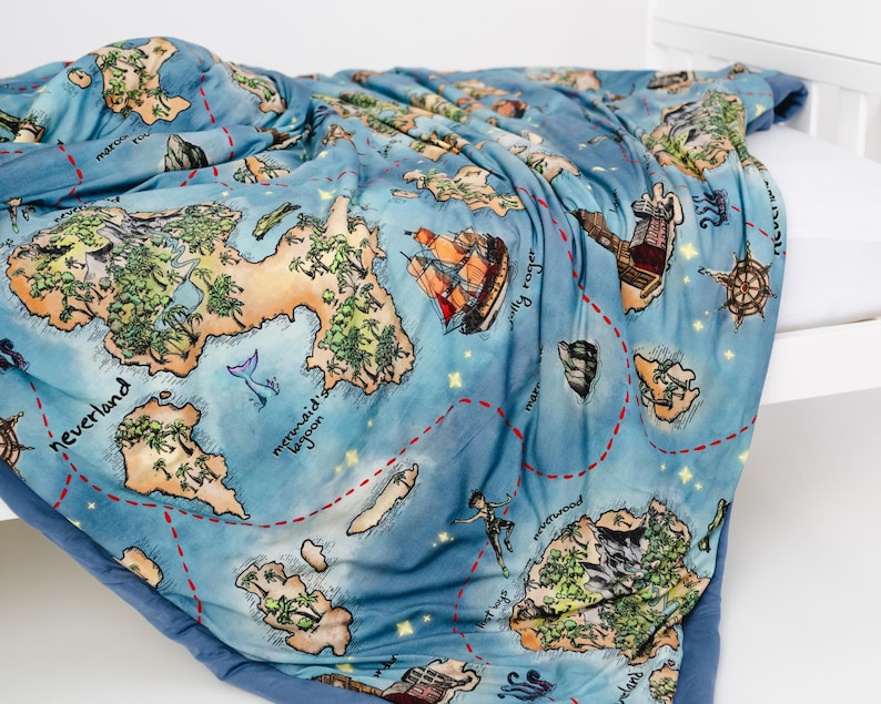 HUGE Bamboo Peter Pan QUILT, Neverland Toddler Bed Comforter, Super ...