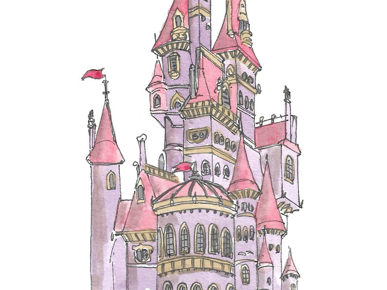 Beauty and the Beast CASTLE Art Princess BELLE Castle Art - Etsy