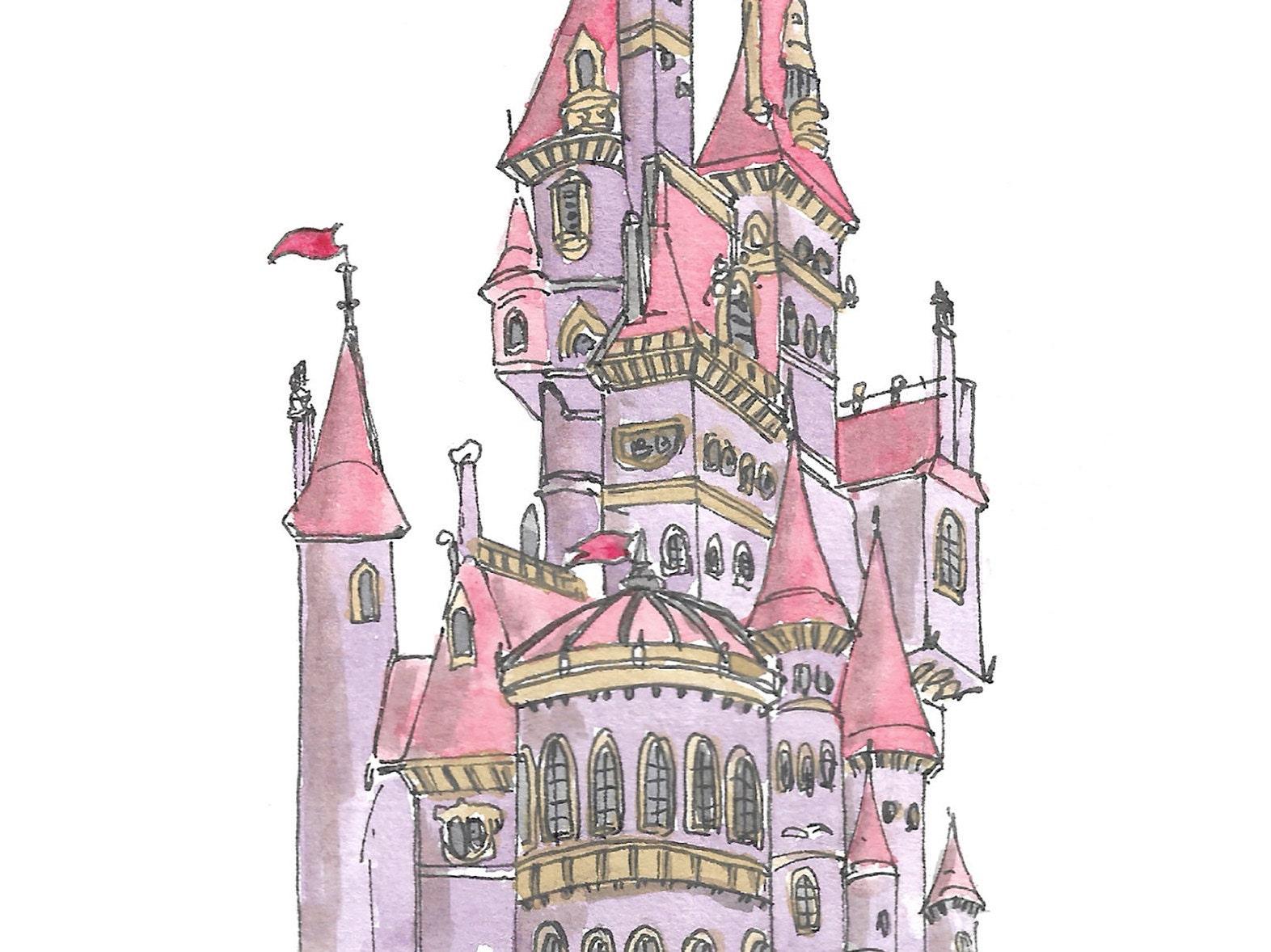 Beauty and the Beast CASTLE Art Princess BELLE Castle Art - Etsy