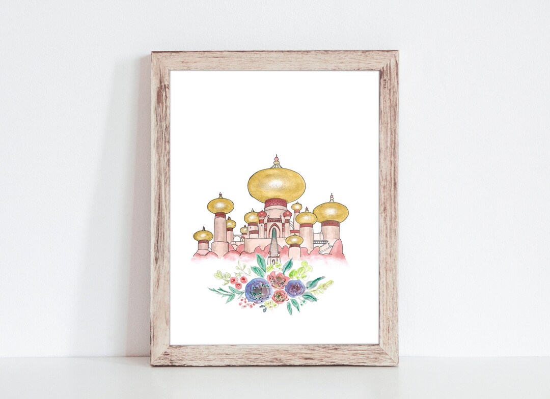 Jasmine Palace Watercolor Art, Watercolor Portrait of Agrabah Palace ...