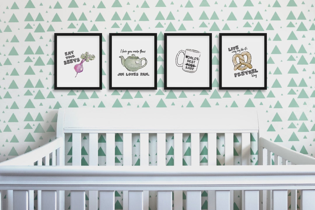 The Office Nursery Art Print Set of 4, the Office Art PRINT for Nursery ...