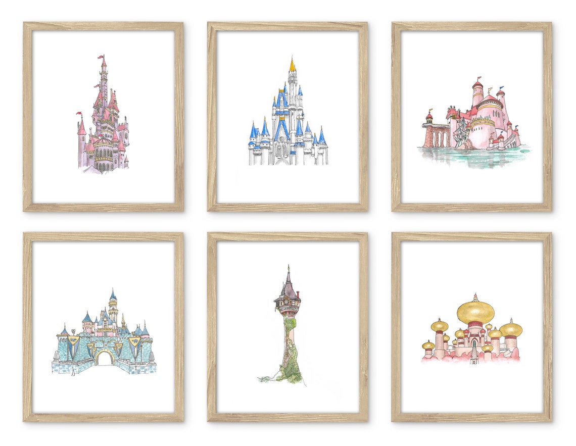 Little Mermaid CASTLE Art, ARIEL Castle Art, Girls Room Decor, Princess ...