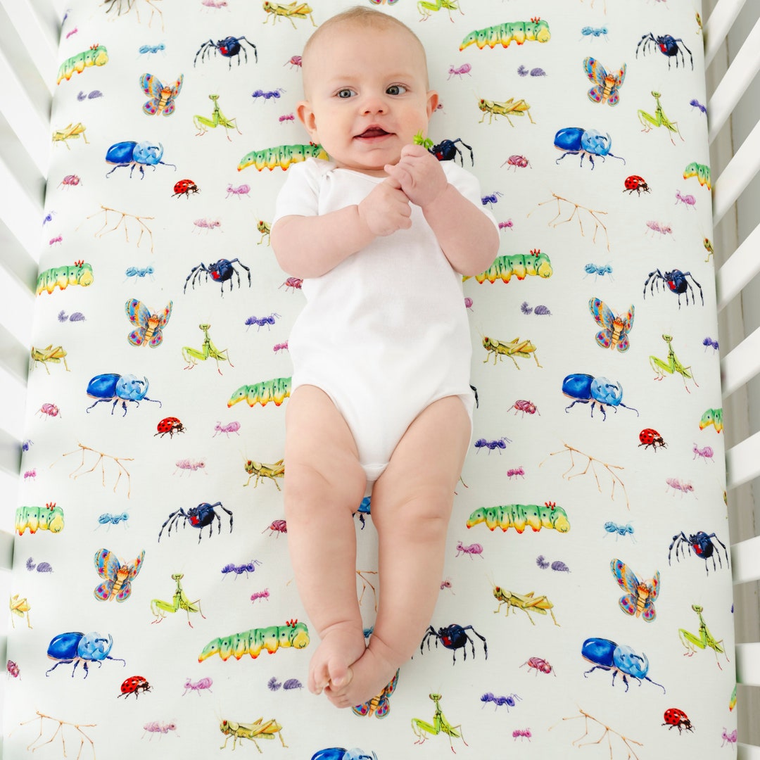 BUGS Crib Sheet, Super Soft Bamboo Crib Sheet, Baby Boy Nursery Bamboo ...