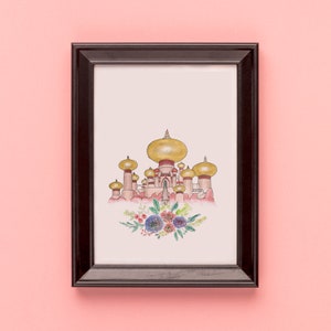 Jasmine Palace Watercolor Art, Watercolor Portrait of Agrabah Palace ...