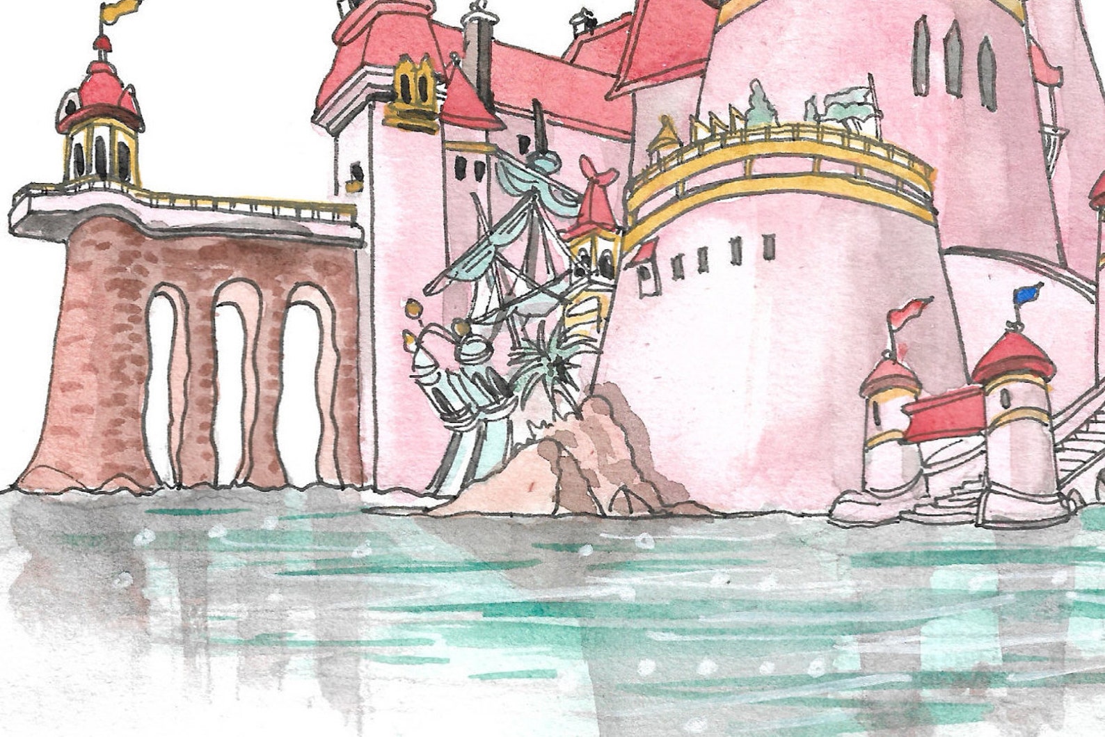 Little Mermaid CASTLE Art, ARIEL Castle Art, Girls Room Decor, Princess ...