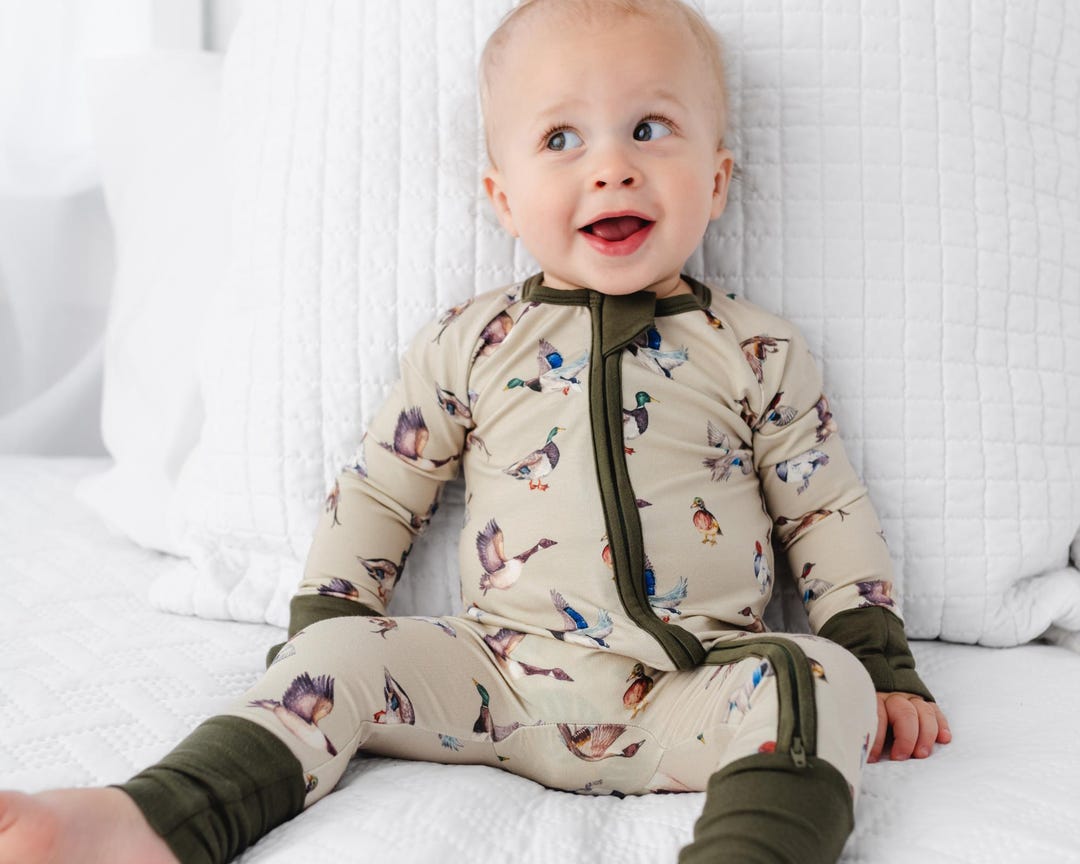 DUCKS Bamboo Baby Pajamas, Duck Duck Goose Baby Bamboo Baby Sleepers ...