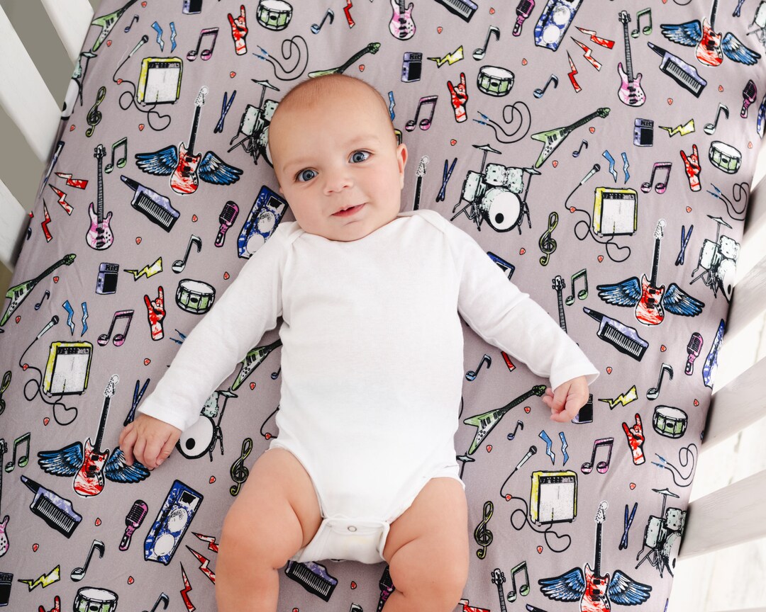 ROCK STAR Crib Sheet, Bamboo Crib Sheet, Rock N Roll Crib Sheet, Soft ...