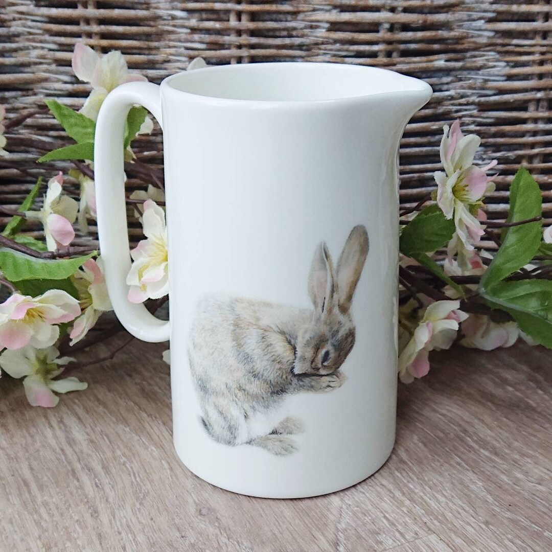 Bunny Jug Gift Rabbit Bone China 1 Pint Jug Rabbit Vase - Etsy