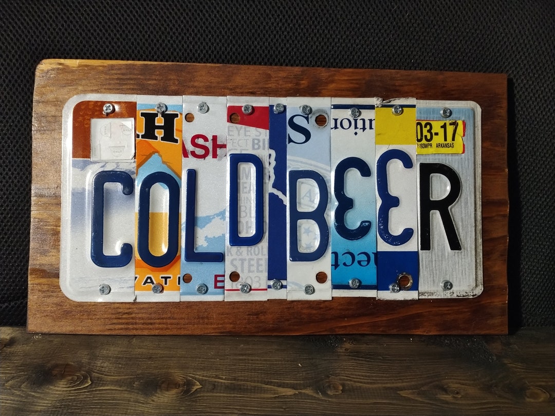 Cold Beer Display License Plate Bar Sign - Etsy