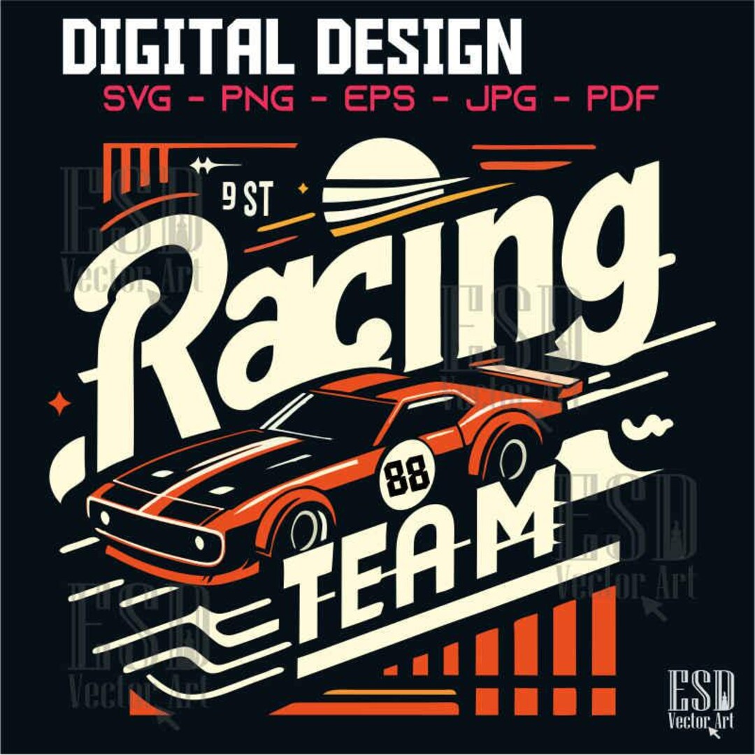 RACING TEAM CAR Digital Vector Design Svg , Eps , Png , Pdf , Jpg - Etsy