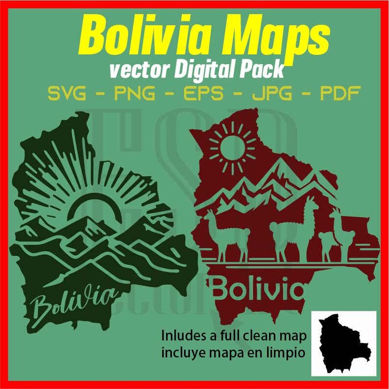 BOLIVIA MAP Digital Pack Svg , Eps , Png , Jpg , Pdf - Etsy