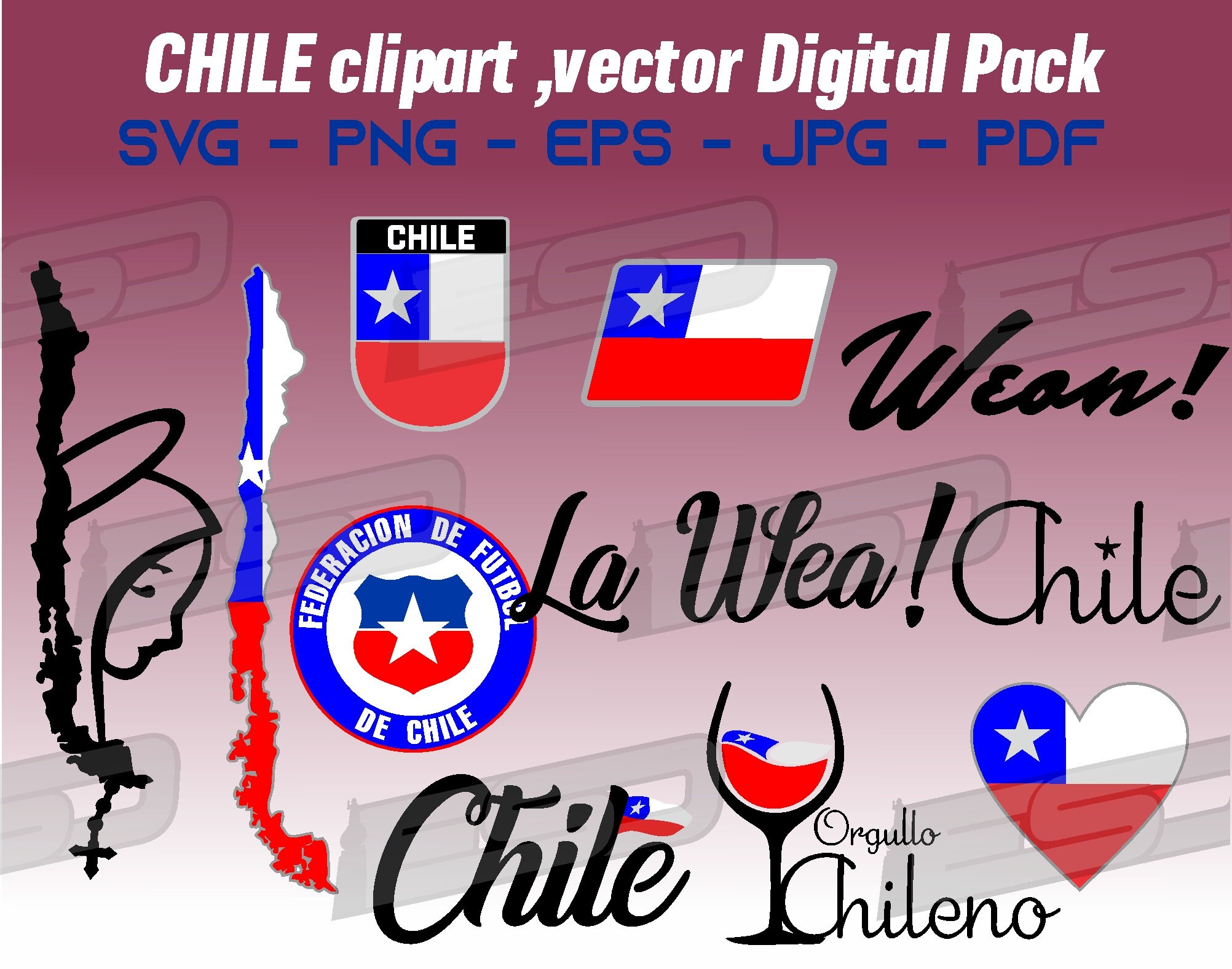 CHILE PAQUETE DIGITAL Svg - Etsy