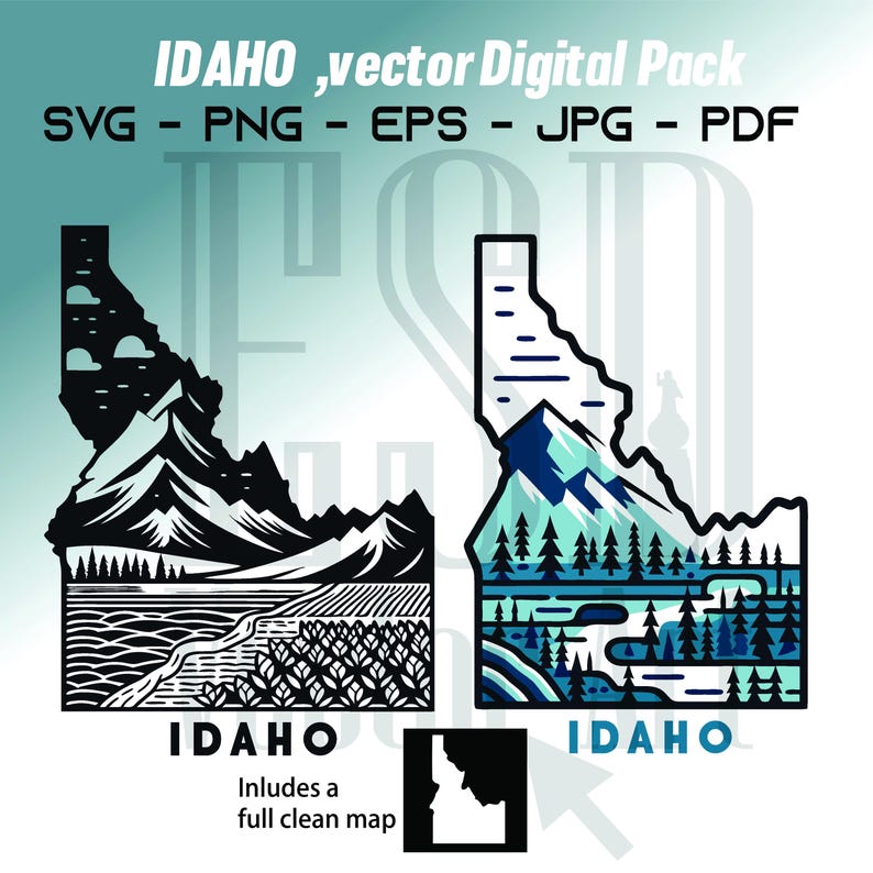 IDAHO MAP DIGITAL Vector - Etsy