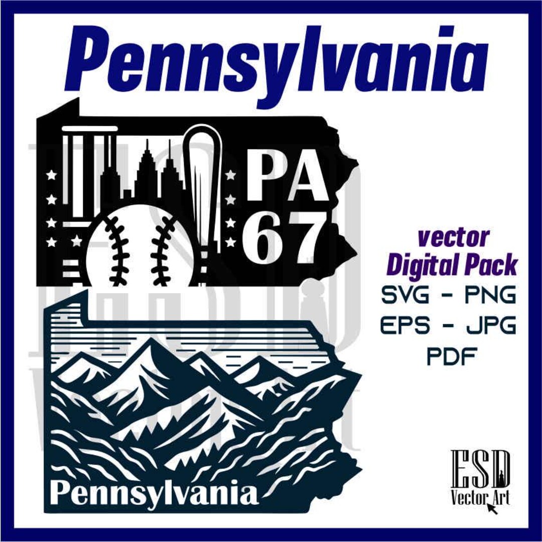 PENNSYLVANIA MAP Vector Design Svg , Eps ,png ,jpg , Pdf - Etsy