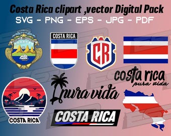 Costa Rica Pura Vida Digital Download, Costa Rica Clip Art, Costa Rica ...