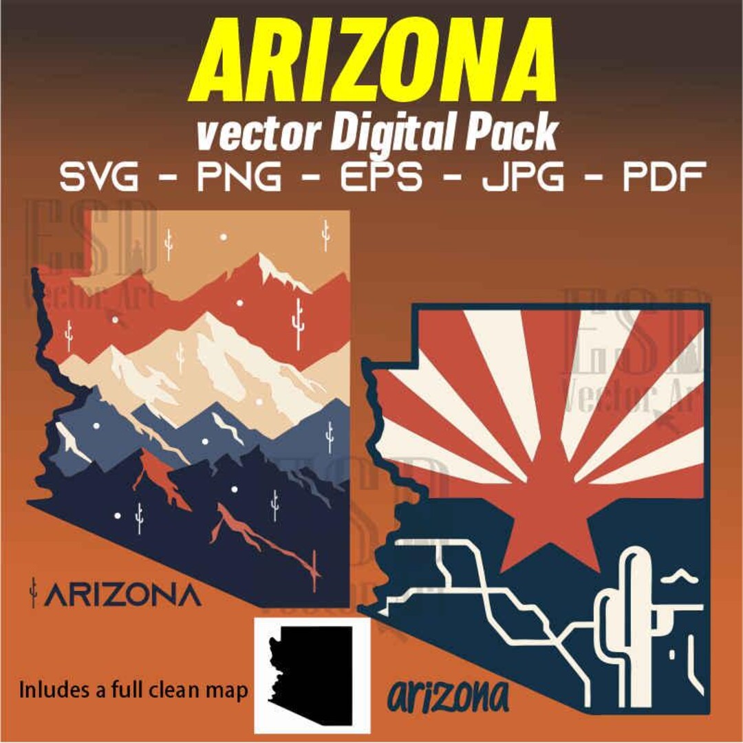 ARIZONA MAP Digital Design Svg , Png , Eps , Pdf , Jpg - Etsy