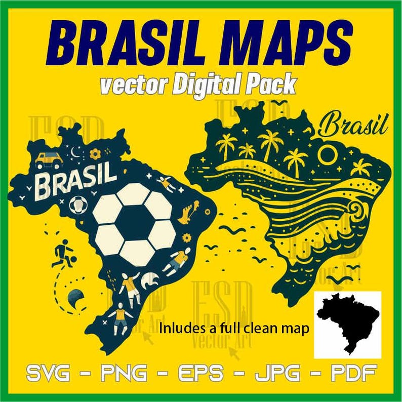 BRASIL MAP Vector Digital Design Svg, Eps , Png , Eps , Jpg - Etsy