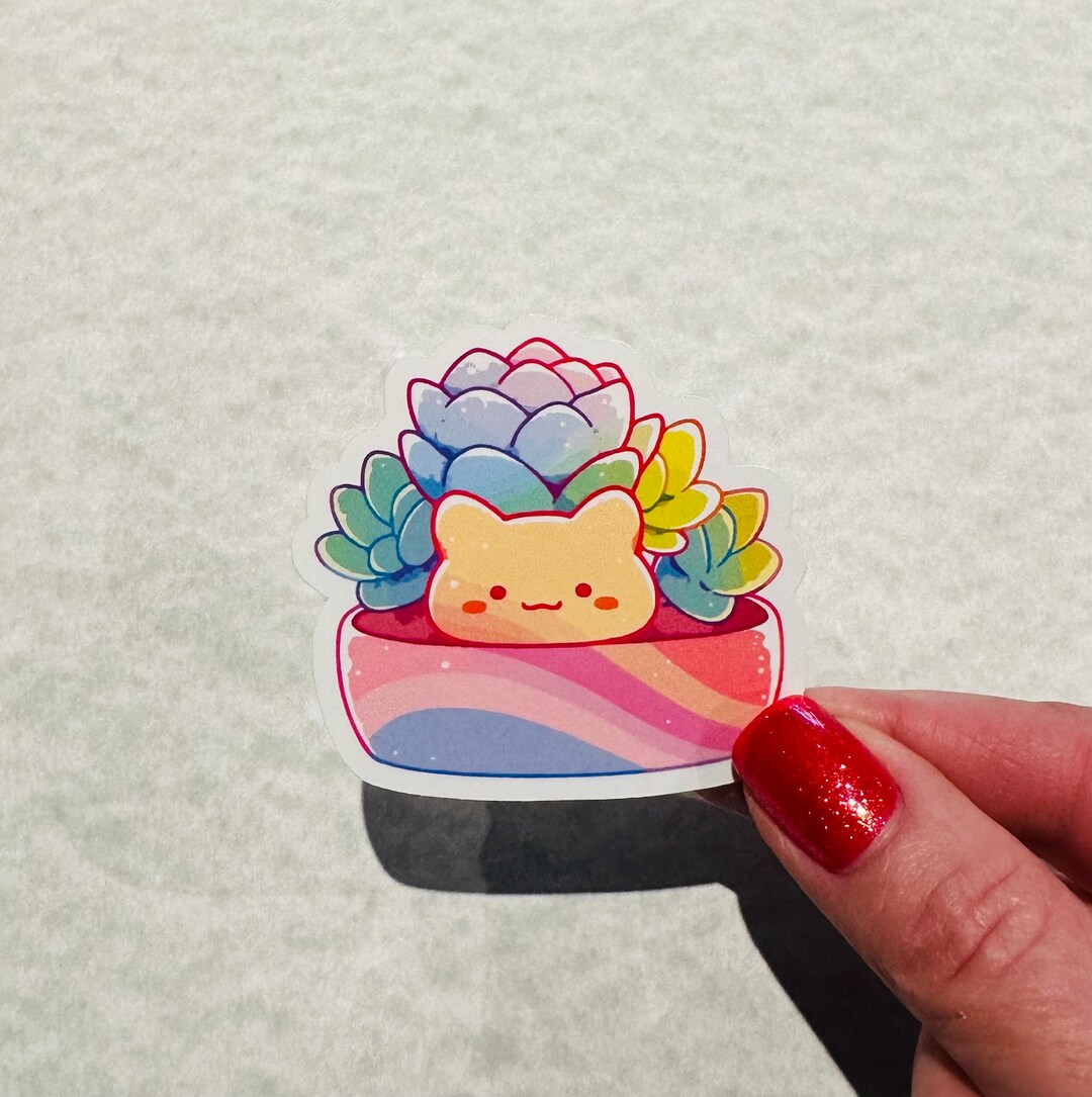 Cat in a Cactus - Cactus- Die Cut Sticker - Etsy