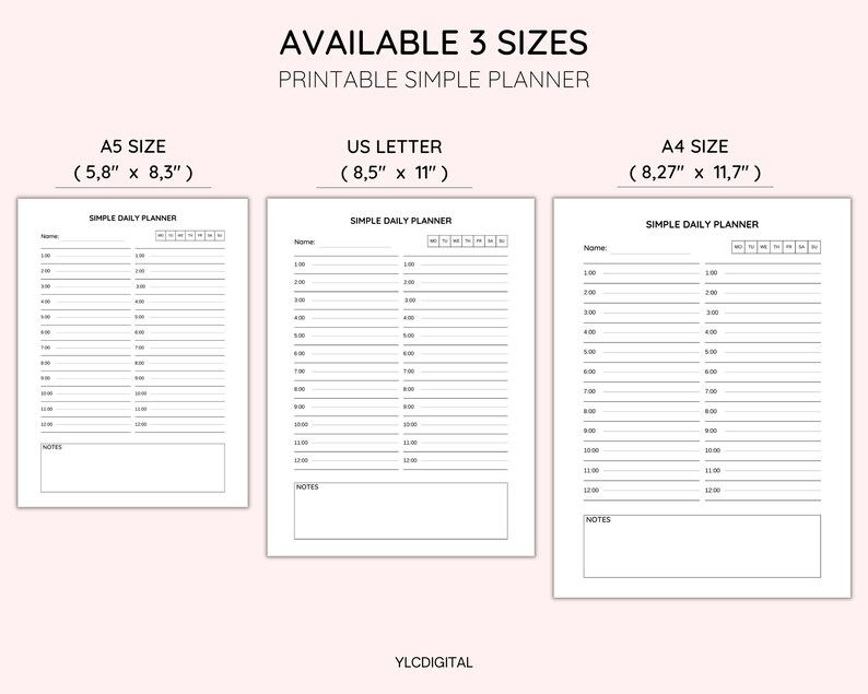 Simple Daily Planner Printable Daily Planner for Work and - Etsy