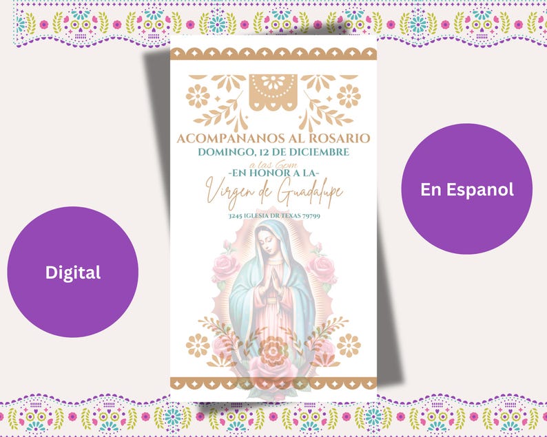Rosario Virgen De Guadalupe Invitacion Invitation Template Digital Sms ...