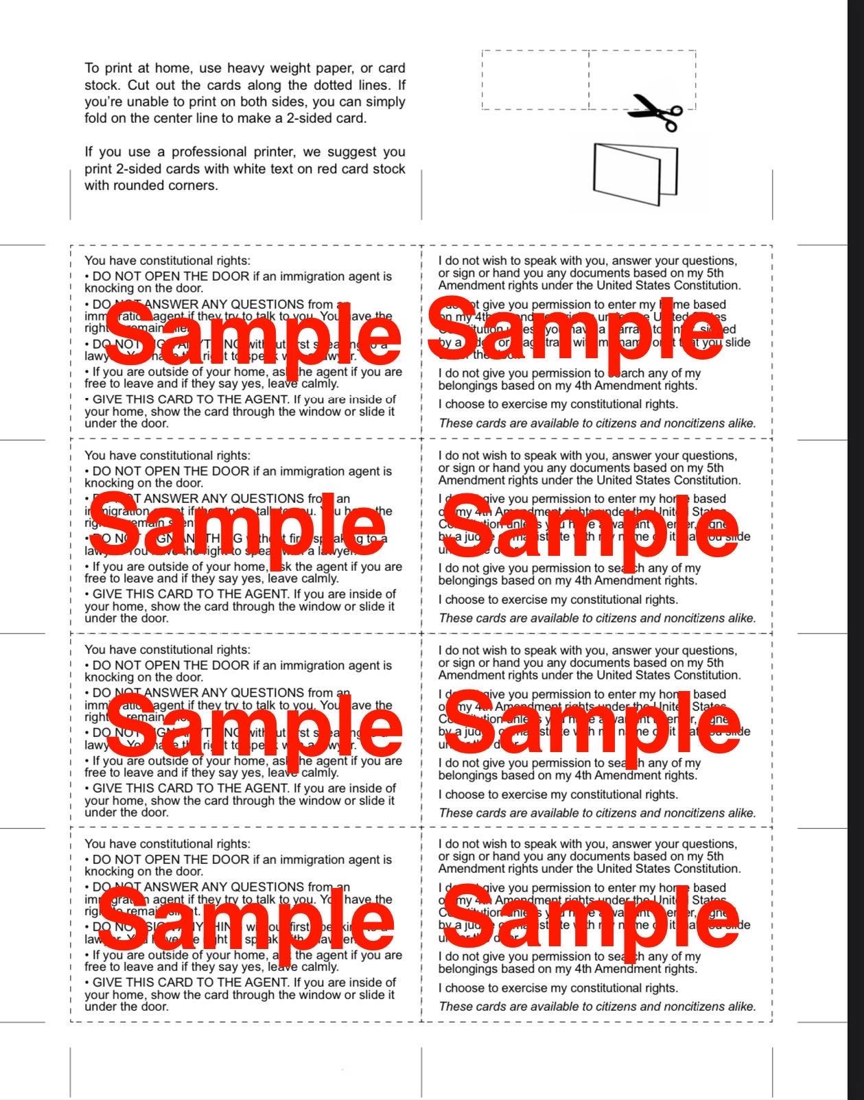 Immigration Red Card in Any Lng Chinese Spanish English Arabic Farsi ...