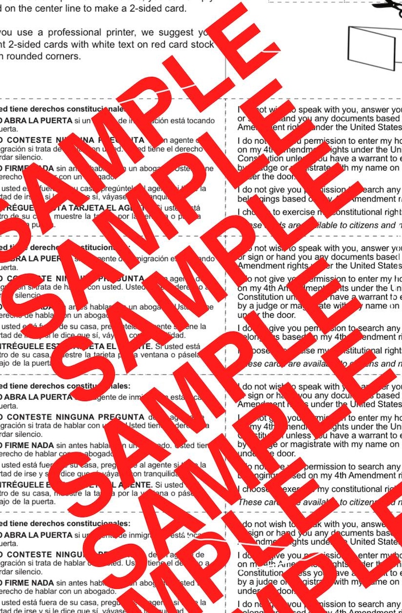 Immigration Red Card in Any Lng Chinese Spanish English Arabic Farsi ...