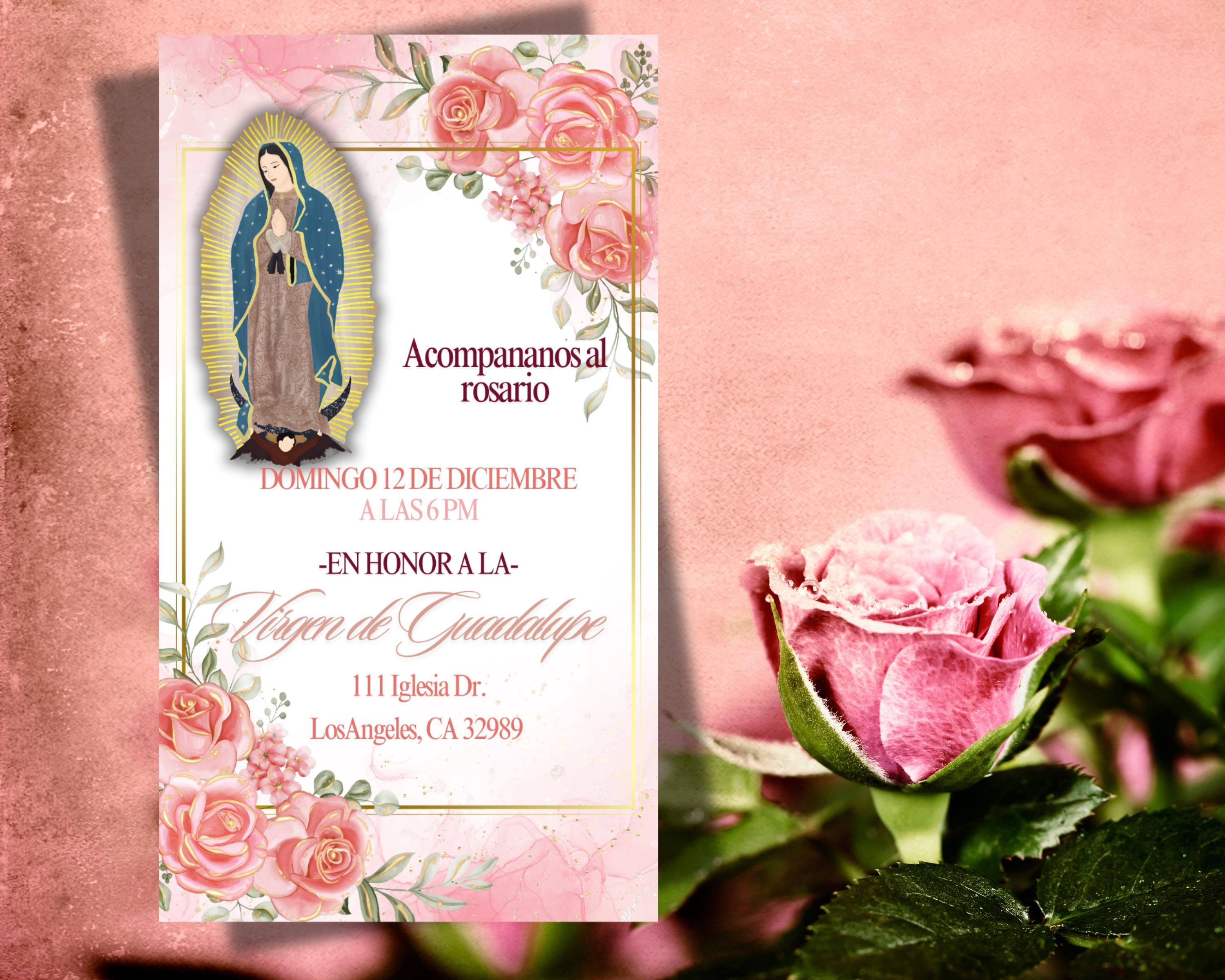 Rosario Virgen de Guadalupe Invitación plantilla de invitación digital ...