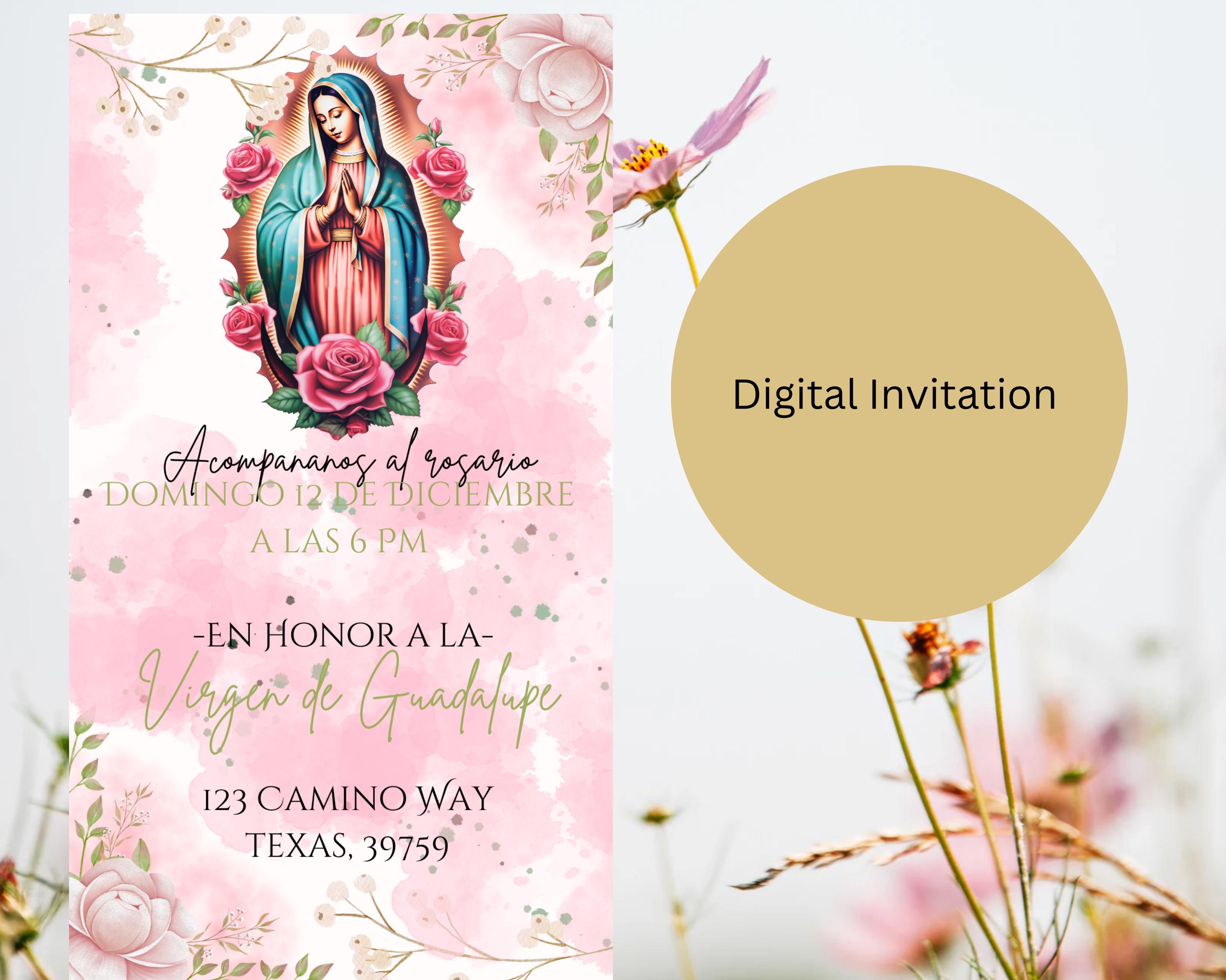 Virgen de Guadalupe Invitacion en español invitación de virgen María ...