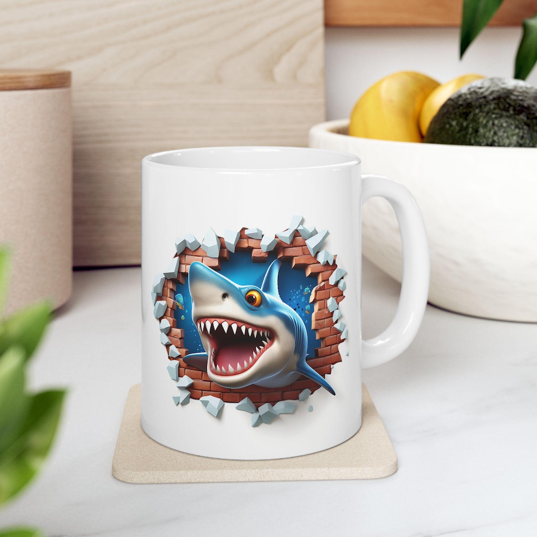 Shark Mug, Kids 3D Ceramic Coffee Cup, Childrens Gift With Shark Design ...