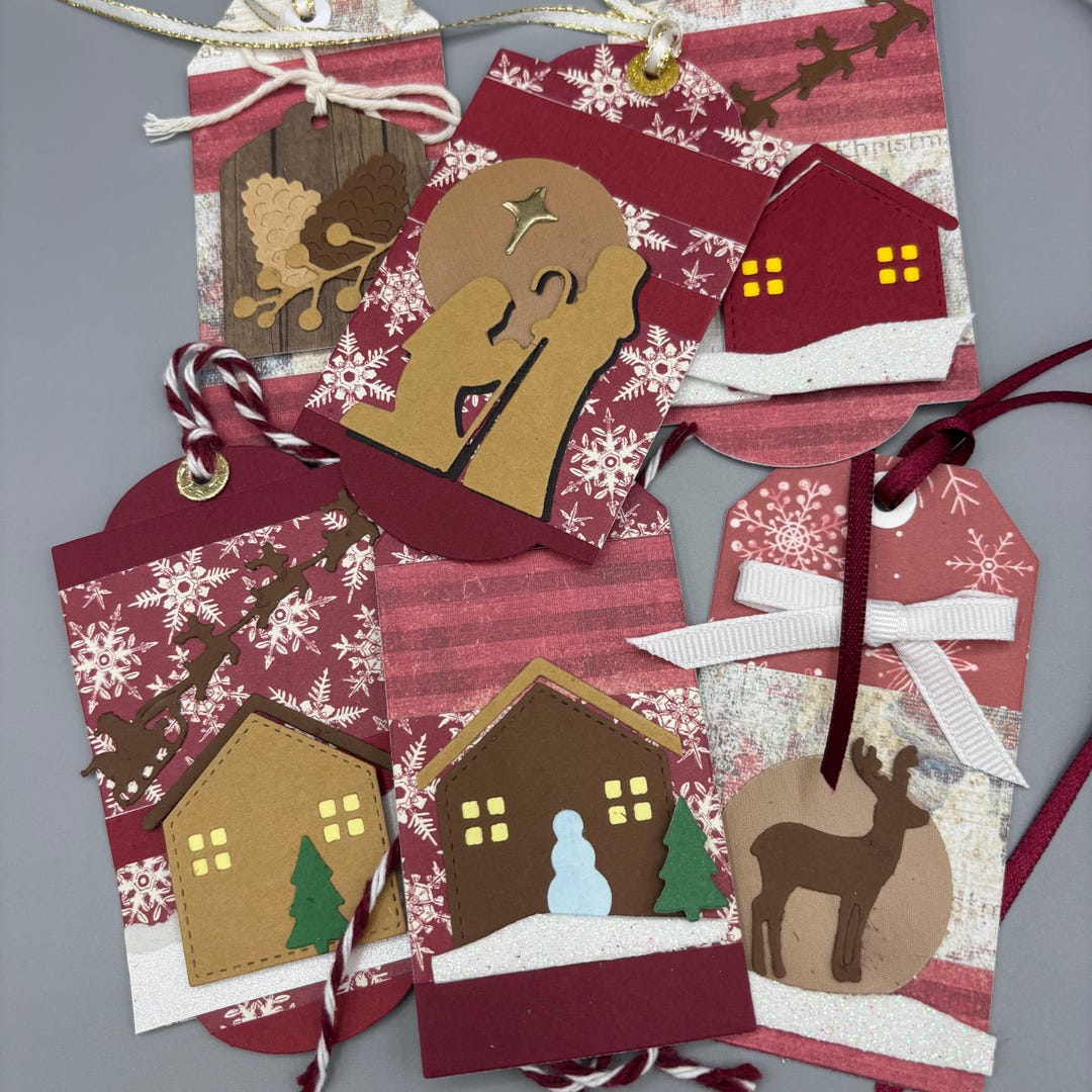 Handmade Holiday Gift Tags Set of 6, Rustic Outdoor Design With ...