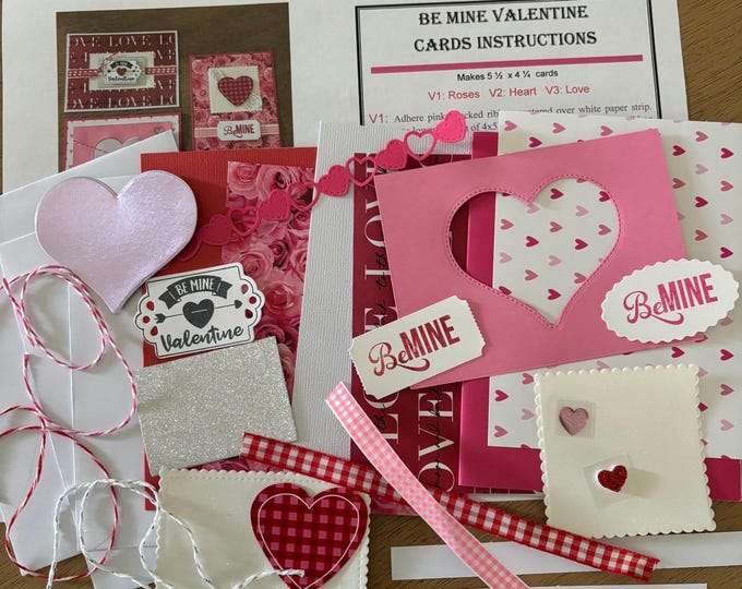 Be Mine Valentine's Day Card Kit, Sparkle Hearts, Kids Craft - Etsy