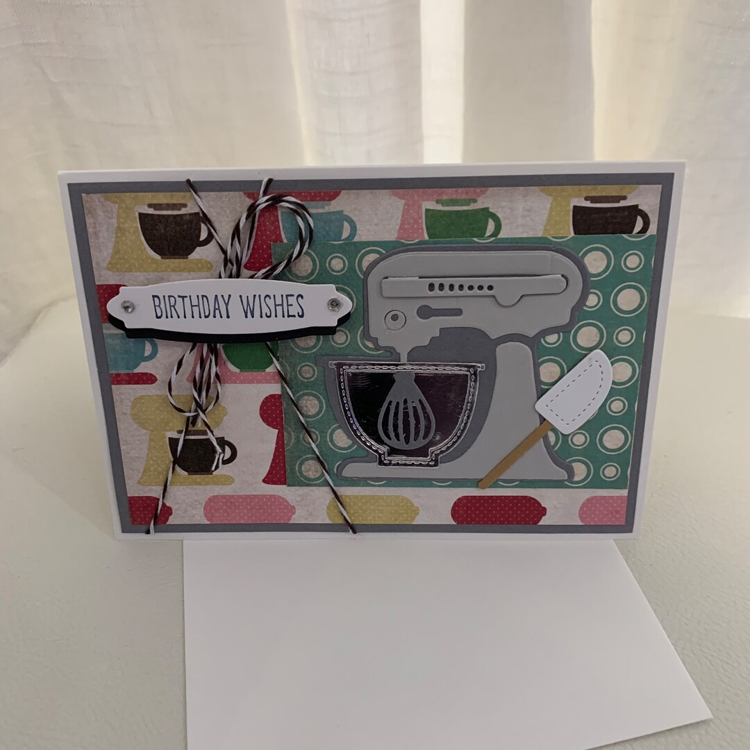 Retro Happy Birthday Card for Baker, Handmade Greeting With Mixer - Etsy
