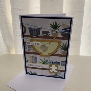 Bake A Wish Happy Birthday Card, for Cook, Chef and Baker, Handmade ...