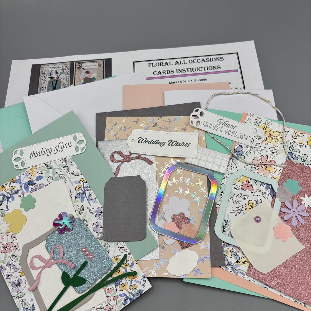 Floral Card Making Kit, Peach & Green, DIY Handmade Cards - Etsy