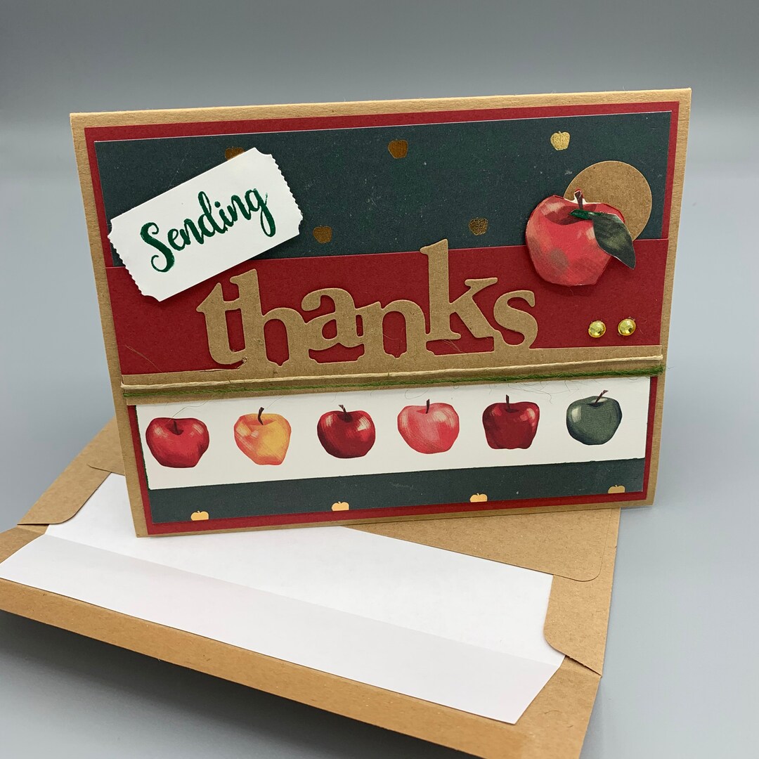 Handmade Apple Thank You Card: Teacher Appreciation Gift - Etsy